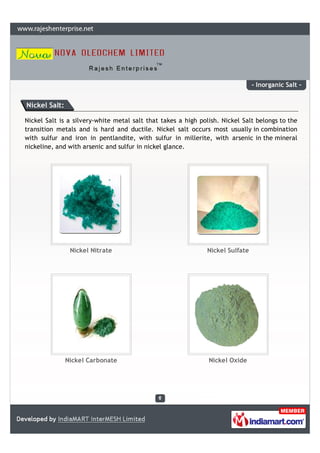 Nova Oleo Chem Limited, Mumbai, Inorganic Salt | PDF