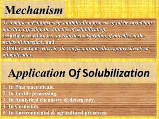 solubilization, (b.pharmacy 7th sem ppt) Rajesh ku mukherjee | PPT