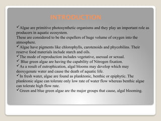 Rajesh PPT.pptx algal application and occurrence | PPTX