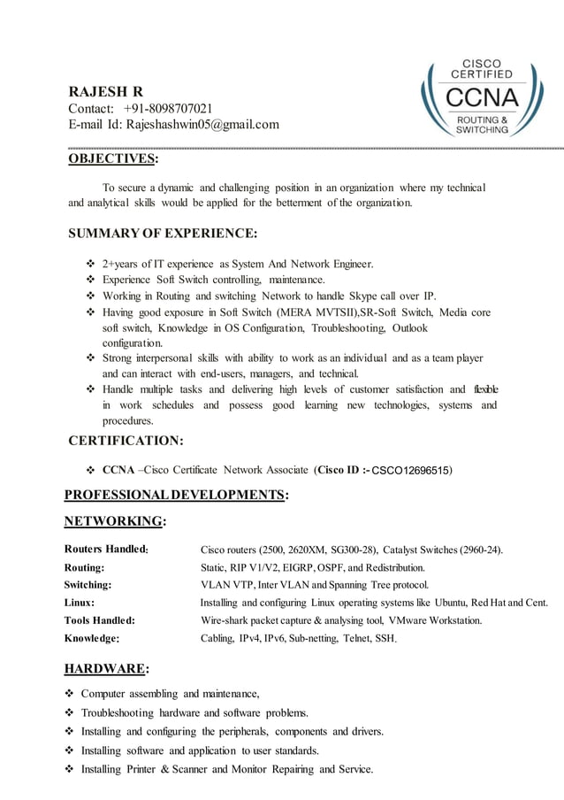 Rajesh resume | DOCX | Operating Systems | Computer Software and Applications