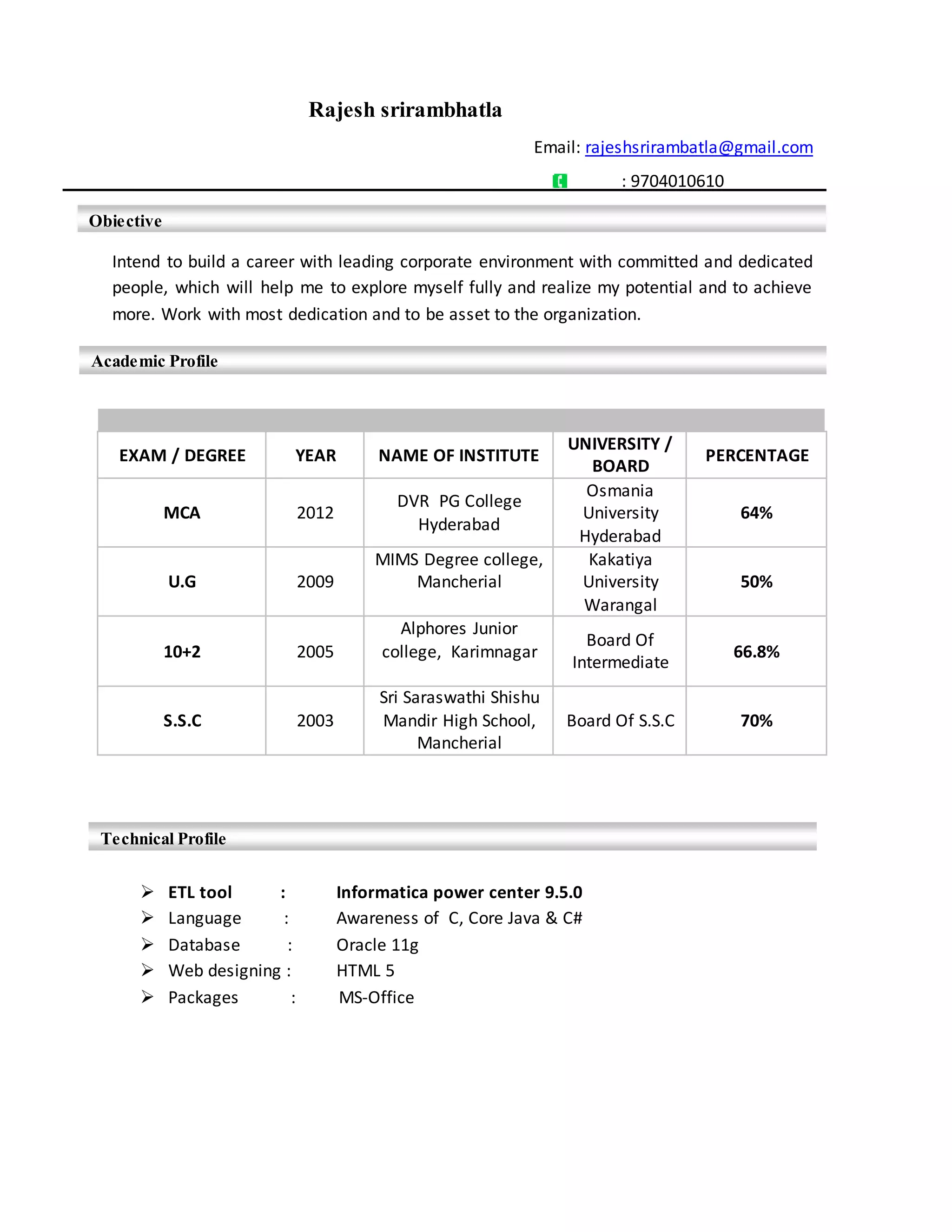 Rajesh resume | DOCX