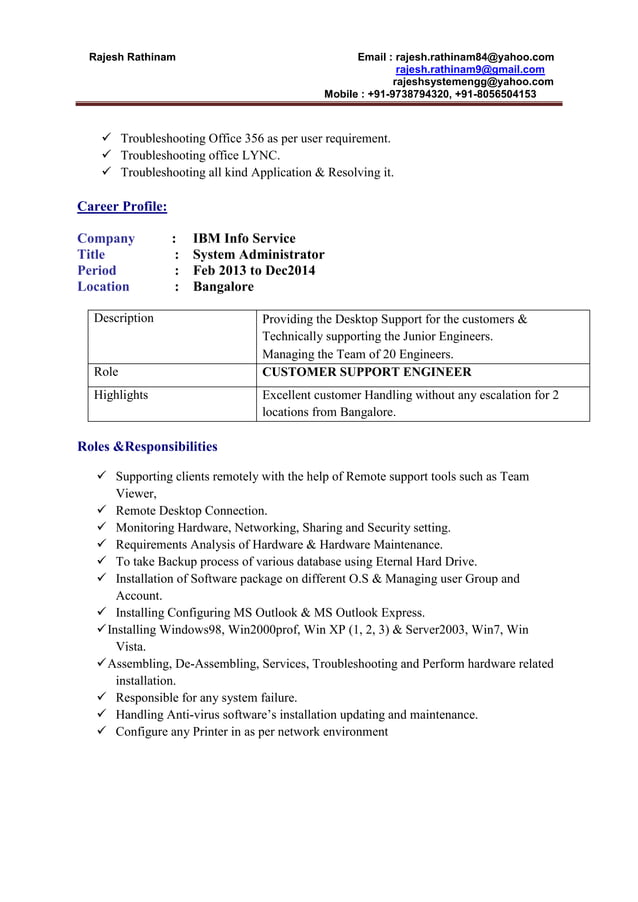 Rajesh update resume in wipro | PDF