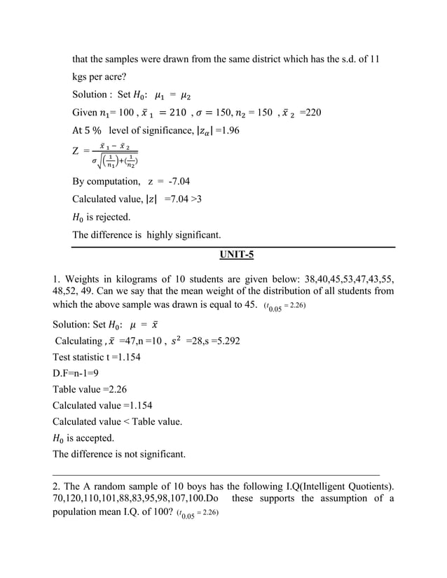 Mathematical Statistics-Questions and Answers | PDF