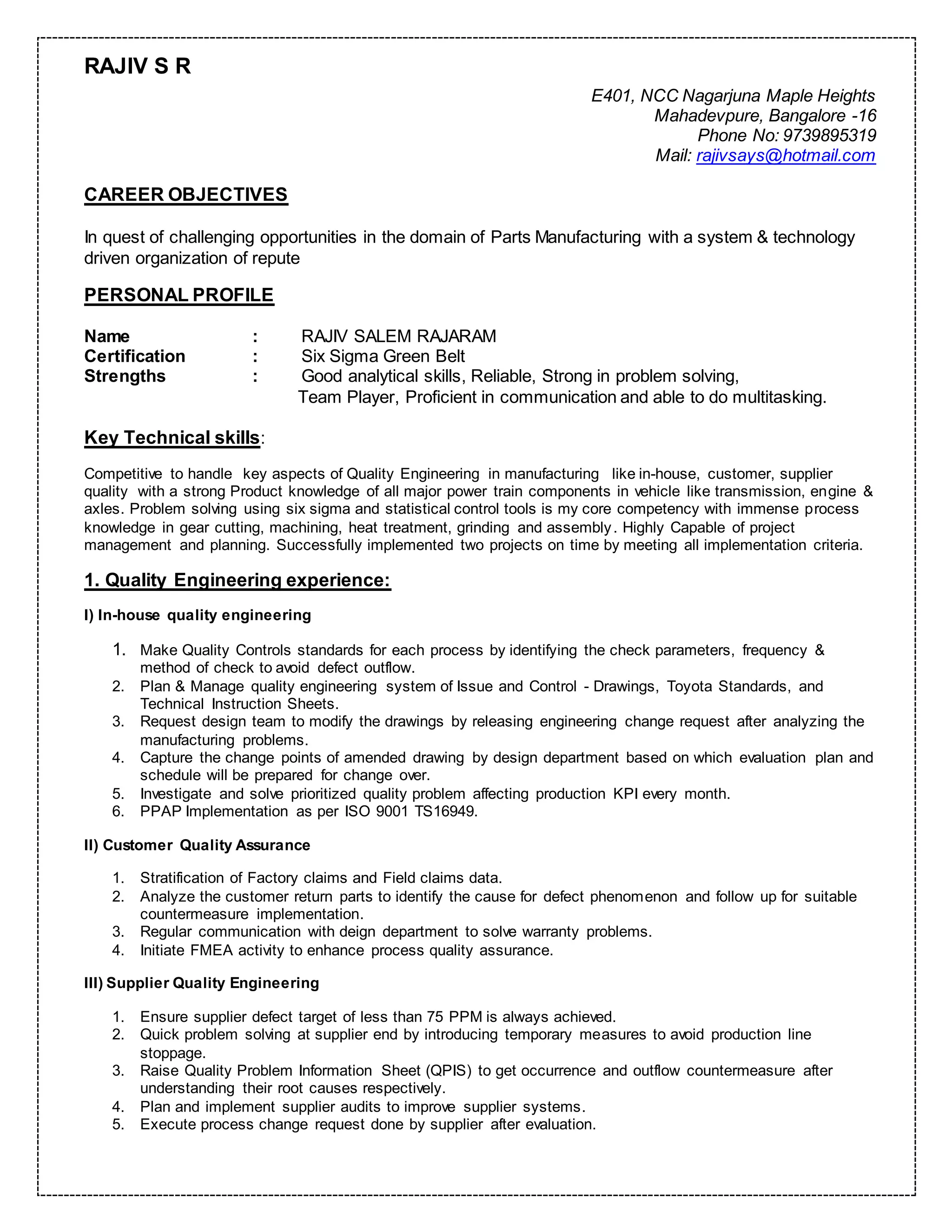 Rajiv cv 170816 | PDF