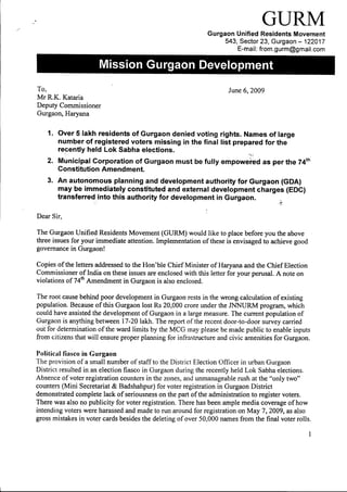 Rajiv Gandhi Andolan For 73 & 74 CAA Launched By MGD 16th Sep 2009 | PDF