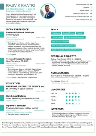 Rajivkckhatri's resume | PDF | Web Development | Internet