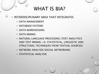 Business intelligence and analytics | PPT