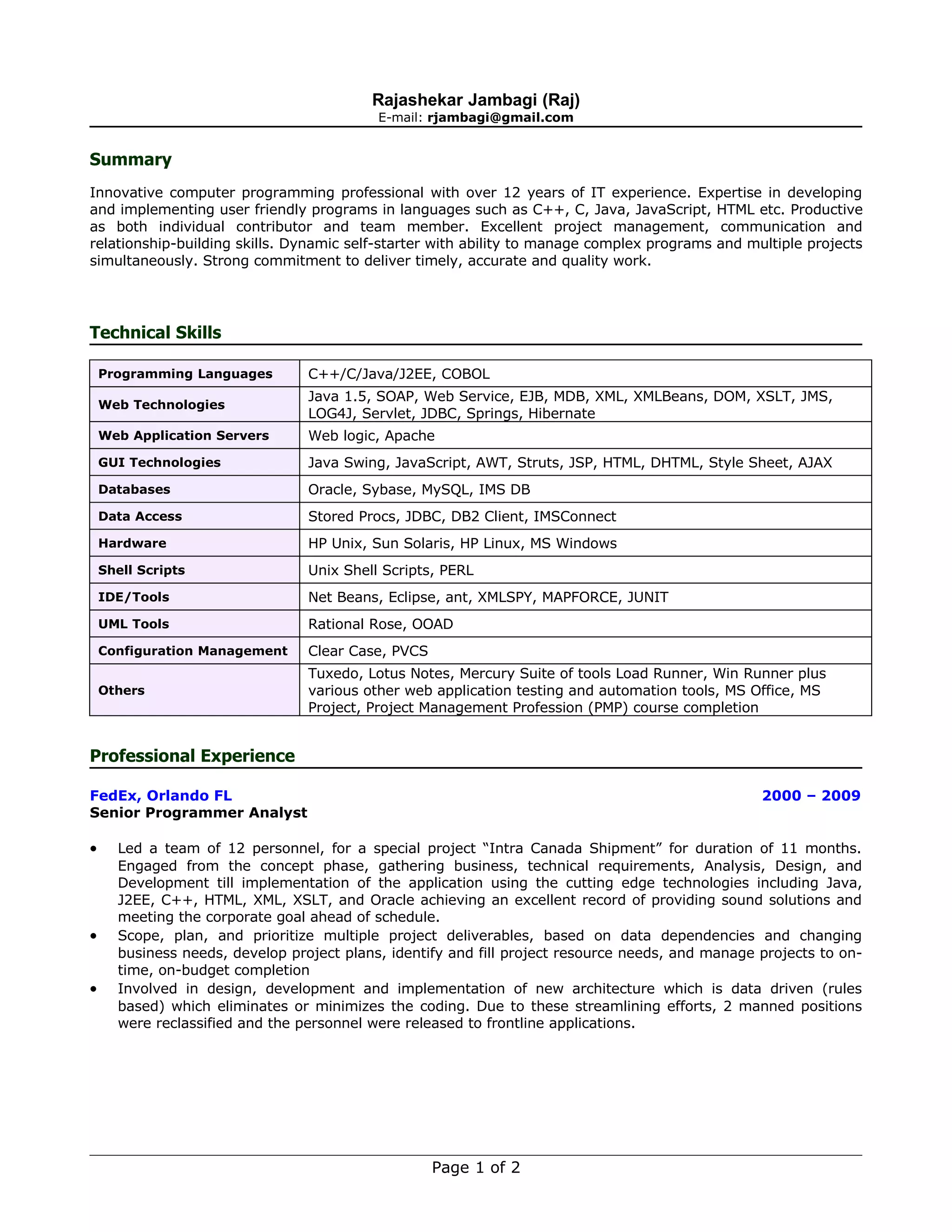 Raj Jambagi Resume | DOC