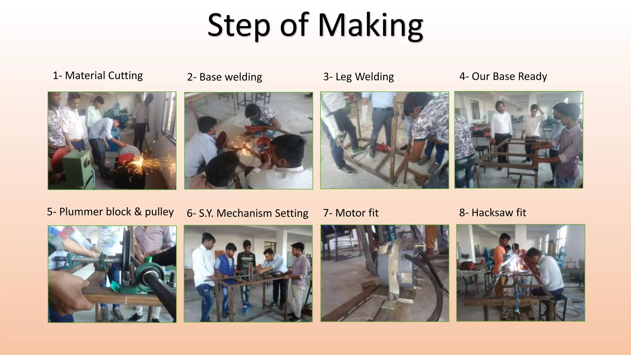 Double Acting hacksaw using Scotch Mechanism Machine ppt | PPT