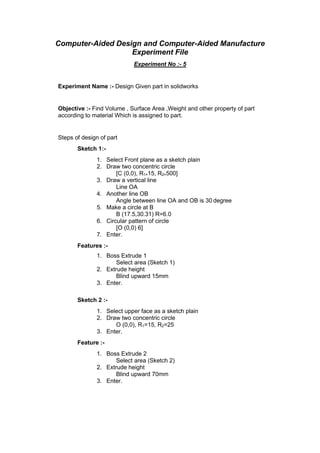 CAD CAM Lab Assignments | PDF