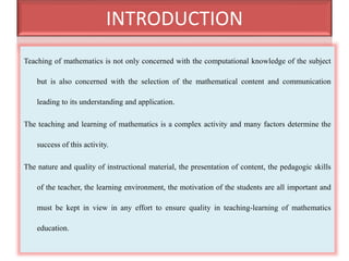 Role of Innovative Practices and Methods in Mathematics Education | PPTX