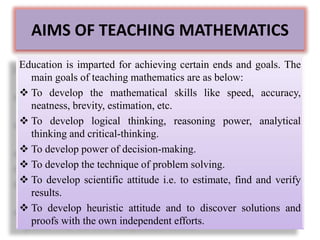 Role of Innovative Practices and Methods in Mathematics Education | PPTX