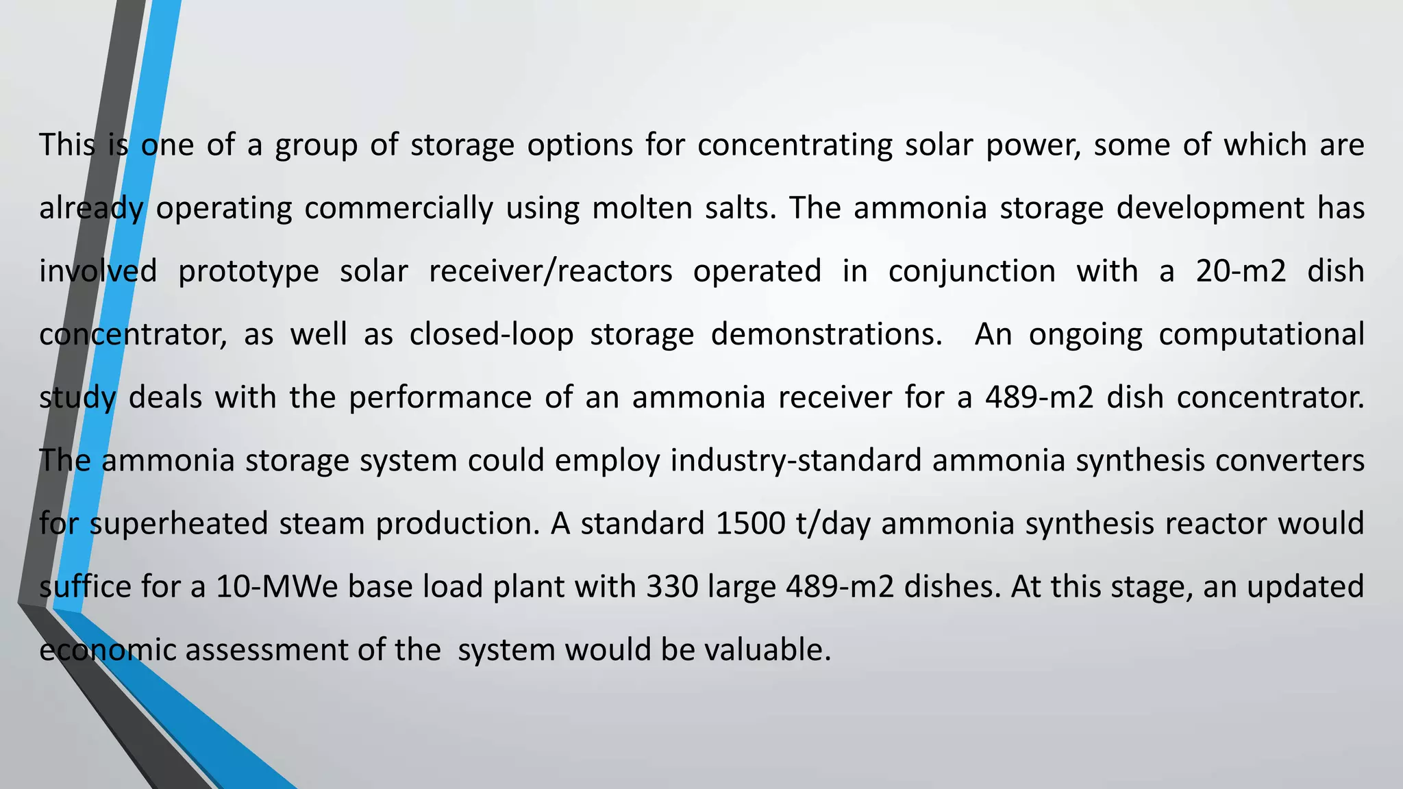 thermo chemical energy storage system for solar plants | PPTX