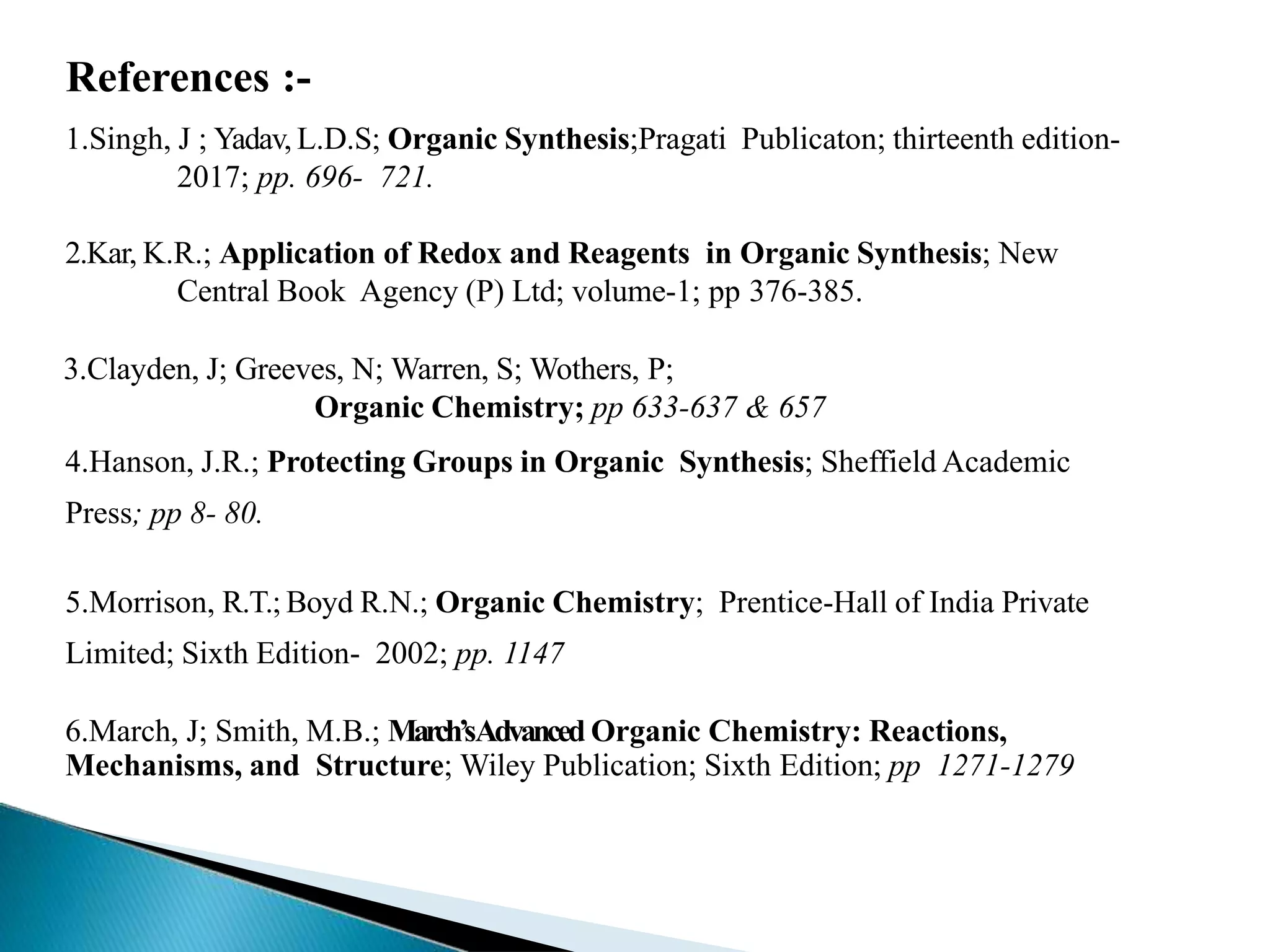 Protecting Groups in Organic Chemistry | PPTX