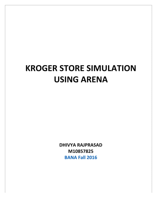 Kroger Store Simulation Using Arena | PDF