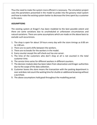 Kroger Store Simulation Using Arena | PDF
