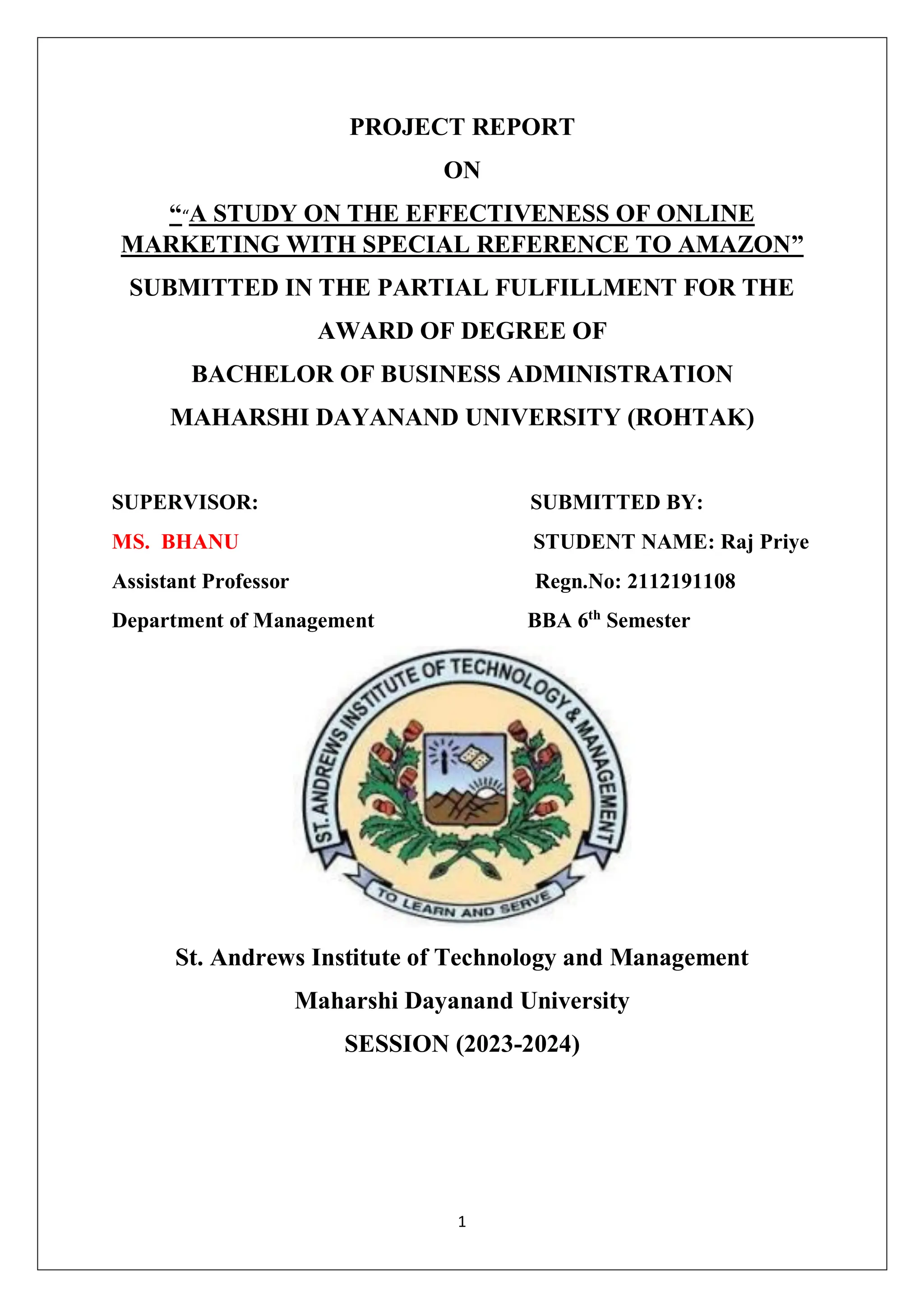 Project File Report BBA 6th semester.pdf