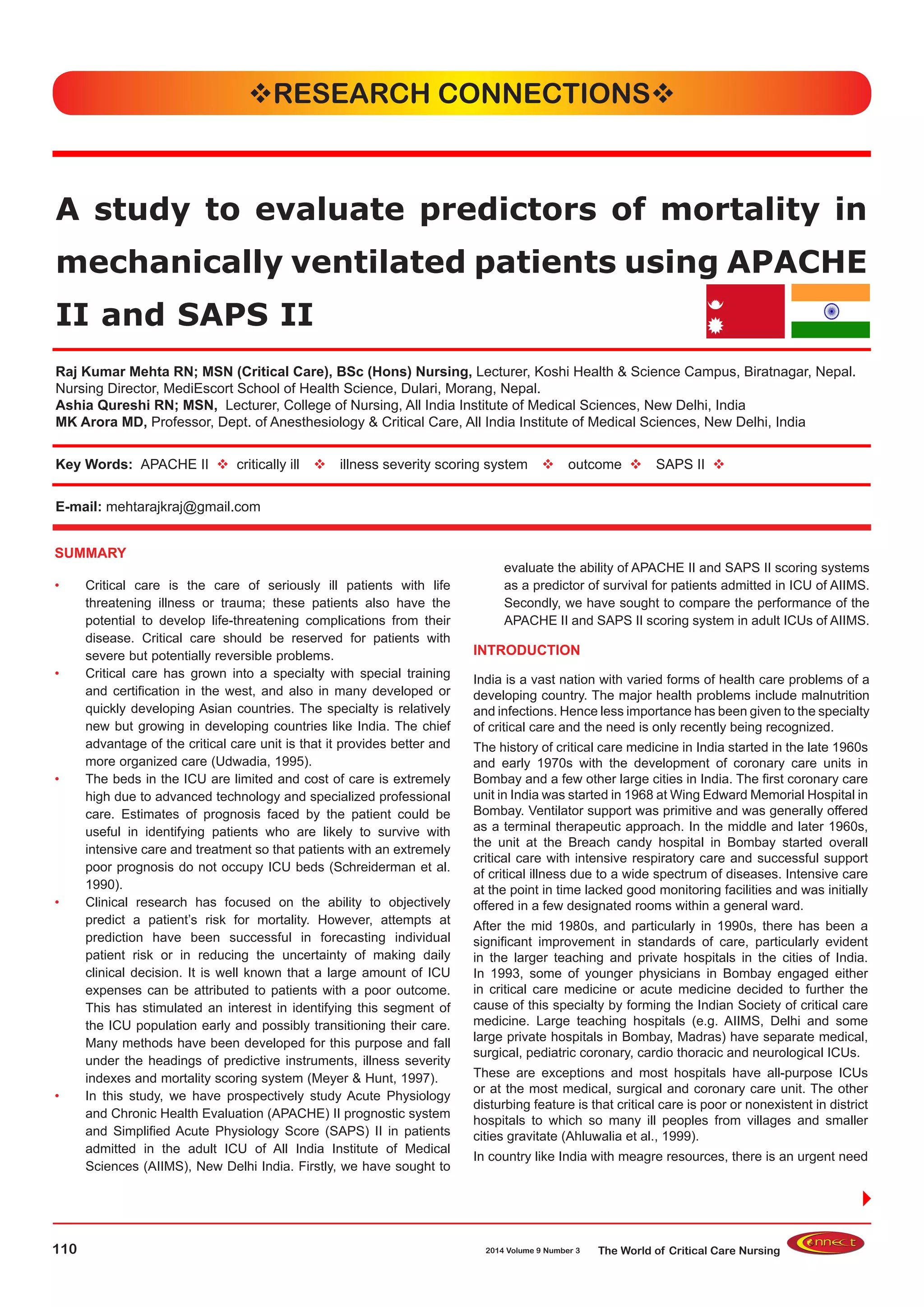 predictors of mortality in mechanically ventilated patients using ...