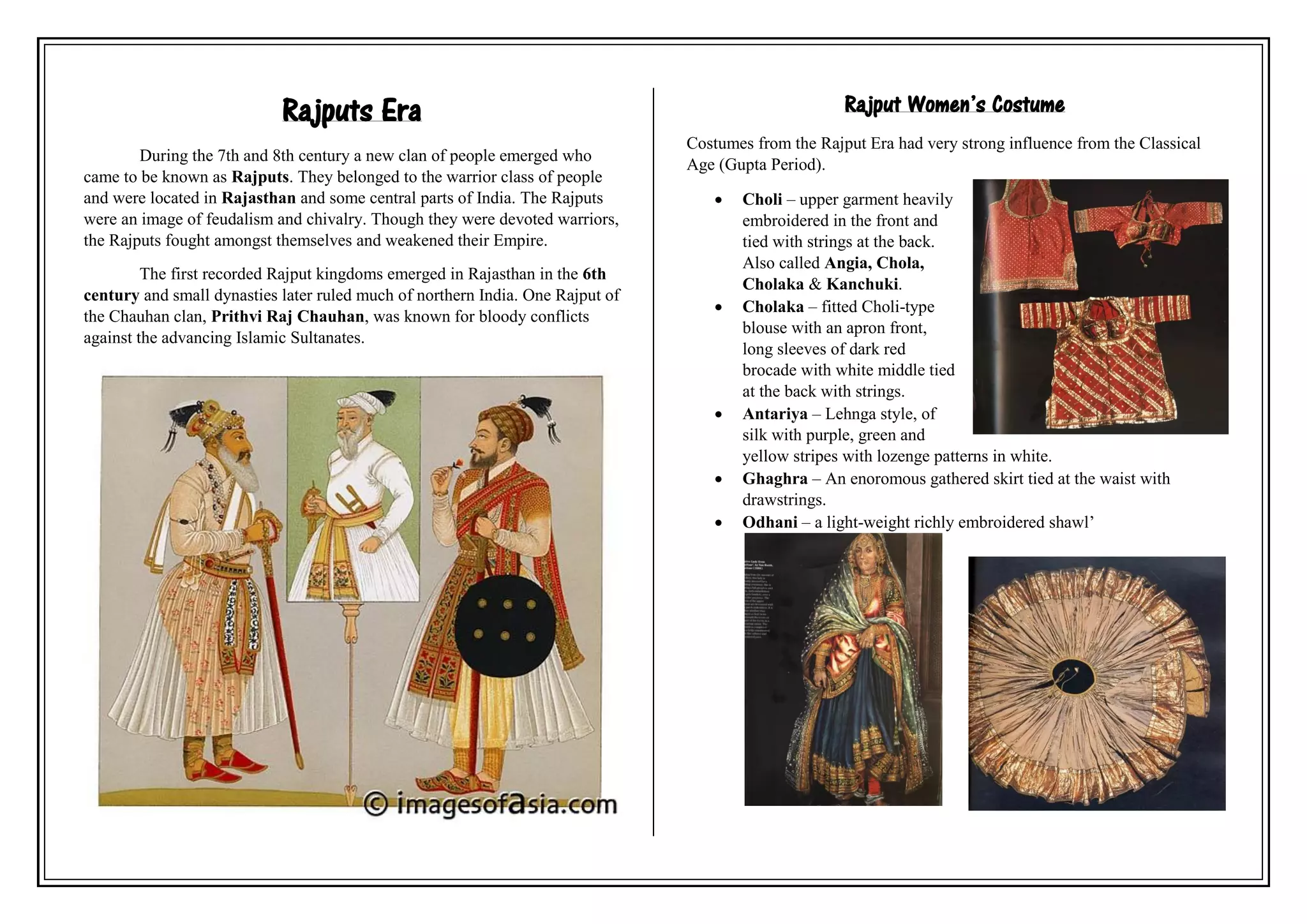 Rajput & MUghal Costumes | PDF