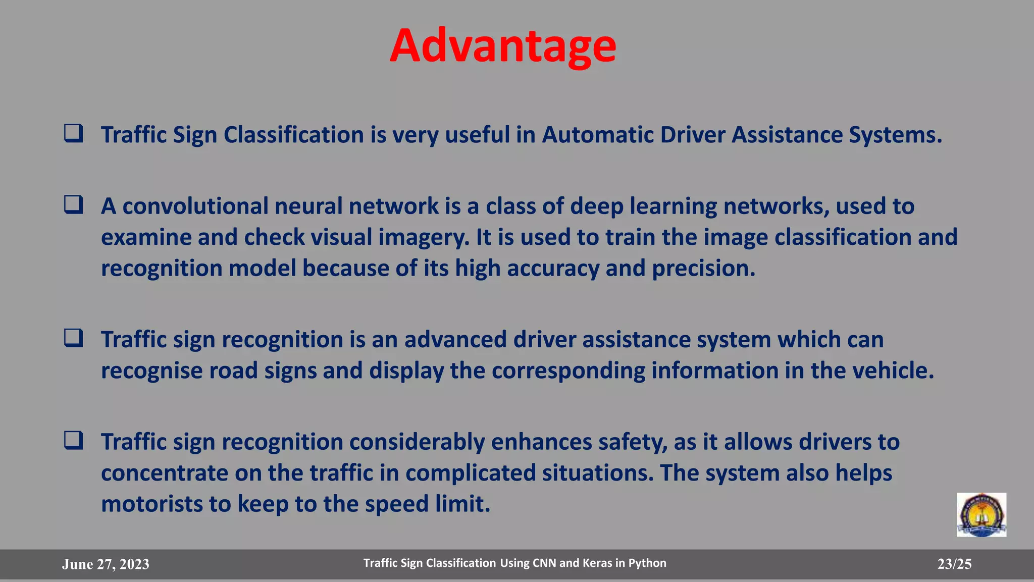Rajshree R Hande Project PPT 2023 Traffic Sign Classification Using CNN ...