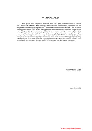 PEMBUATAN TABEL DALAM DATABASE | PDF