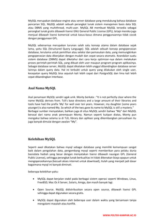 PEMBUATAN TABEL DALAM DATABASE | PDF