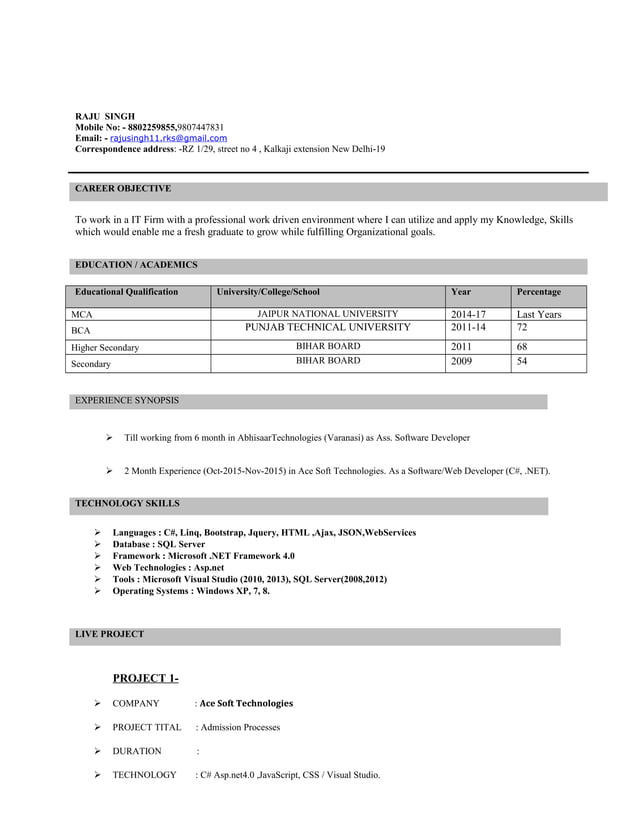 Raju cv | PDF