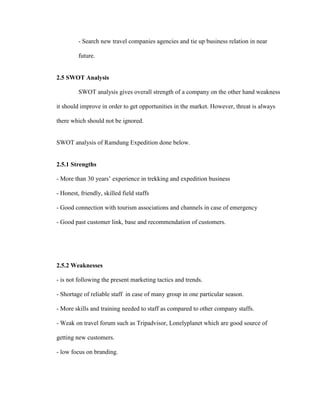 Internship report in travel agency Ramdung Expedition Pvt. ltd, Nepal | PDF