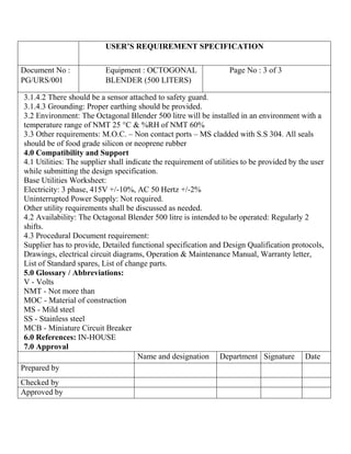 Raj urs octagonal blender | PDF