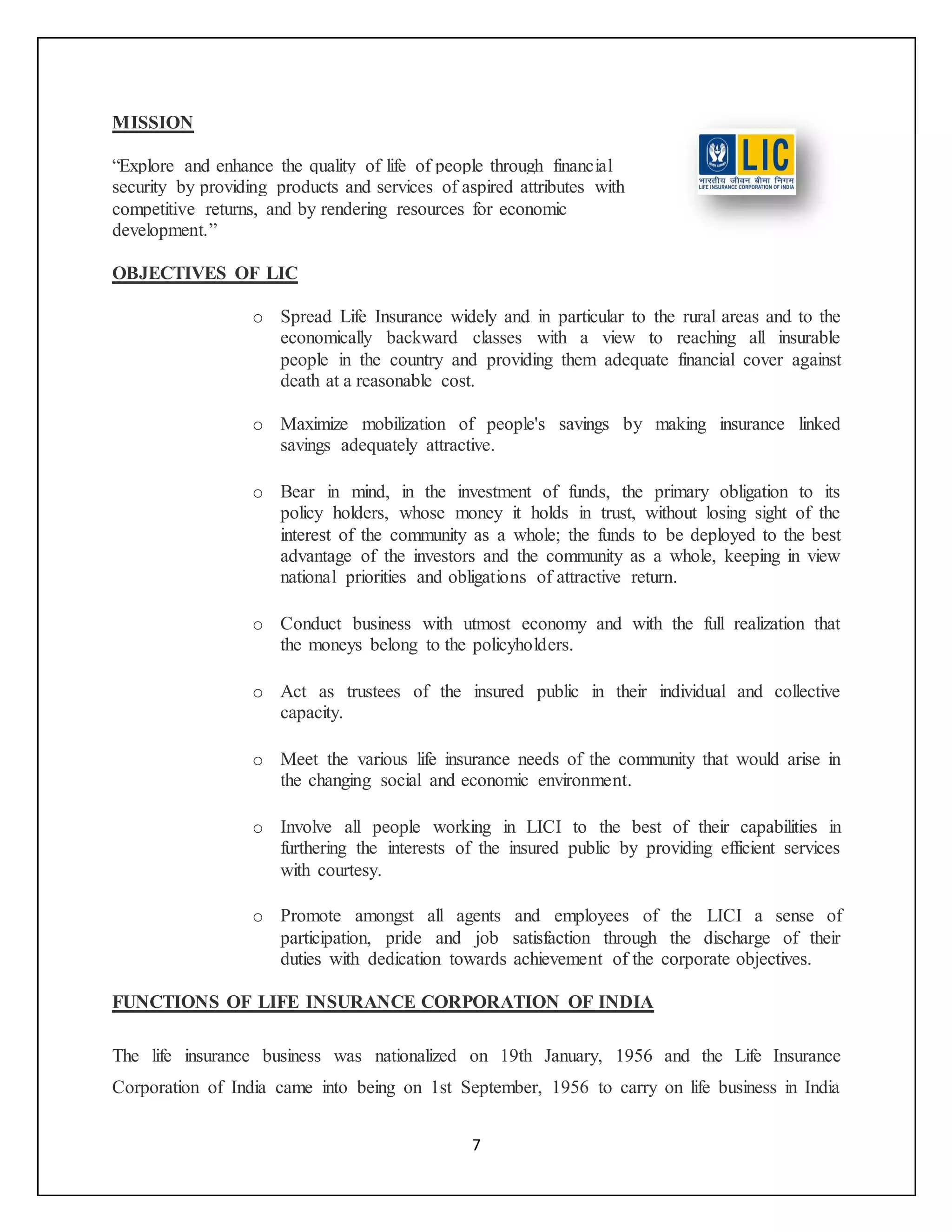 Project on LIC | DOCX