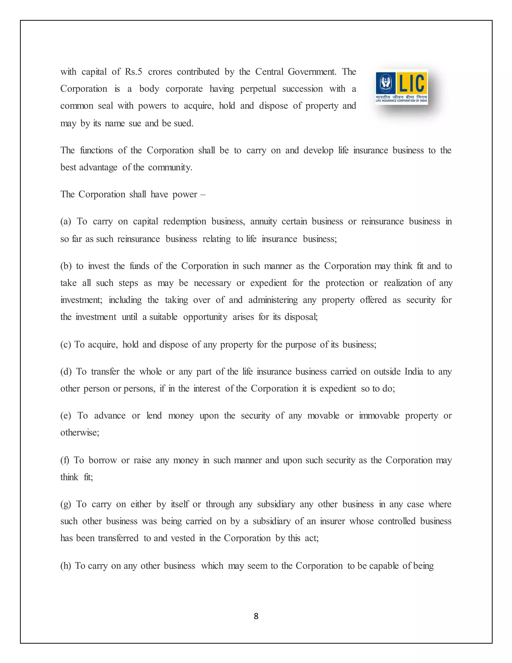 Project on LIC | DOCX