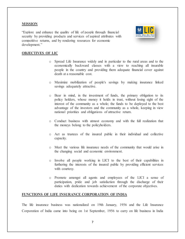 Project on LIC | DOCX