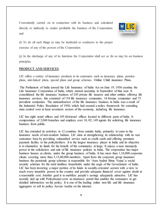 Project on LIC | DOCX