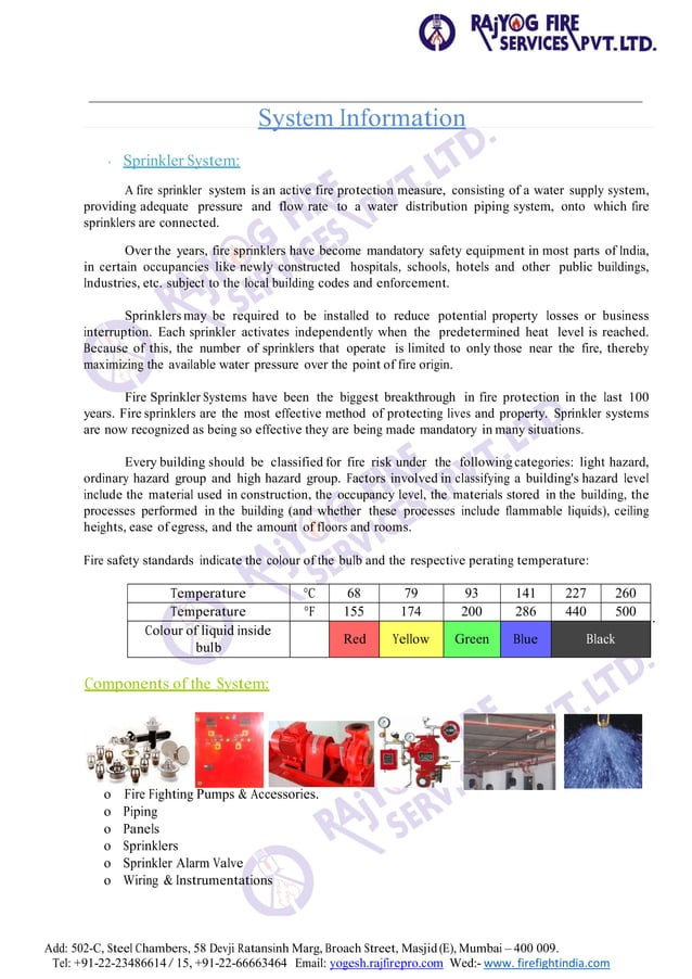 Fire Hydrant System/Sprinkler System Fire Fighting Systems Fire Hydrant ...