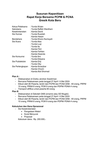 RAKER BERSAMA Pcm gkb kabuoaten gresik jawa timur | DOCX