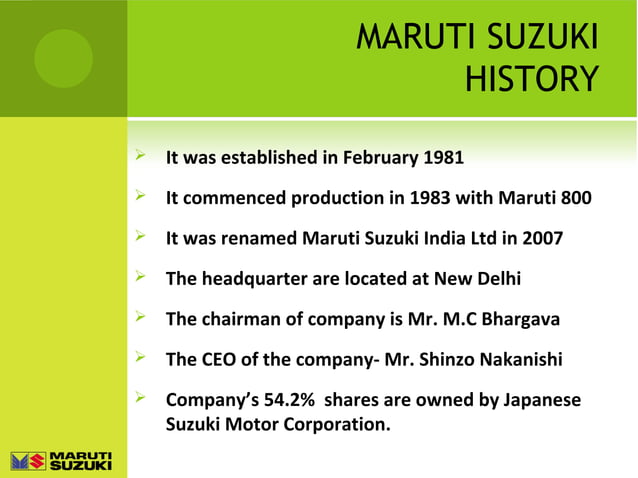 maruti suzuki power point presentation | PPT