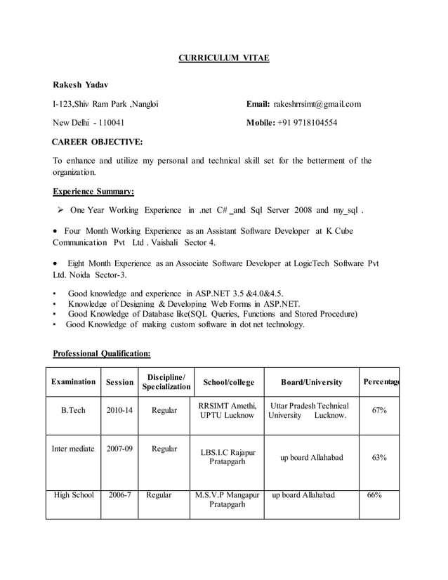 Rakesh cv new update exp (1) | PDF