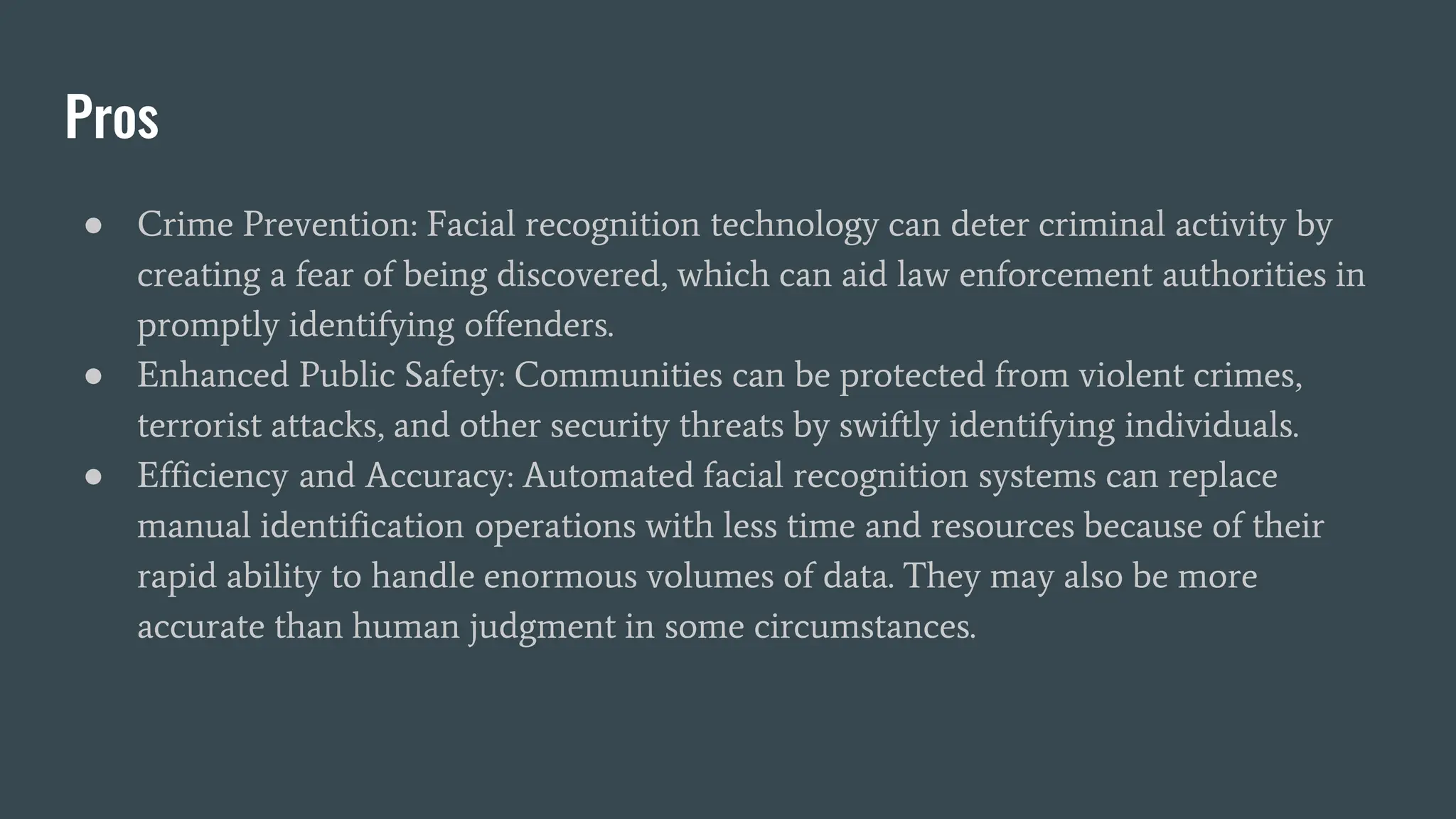 The Pros And Cons Of Facial Recognition Technology In Policing Ppt