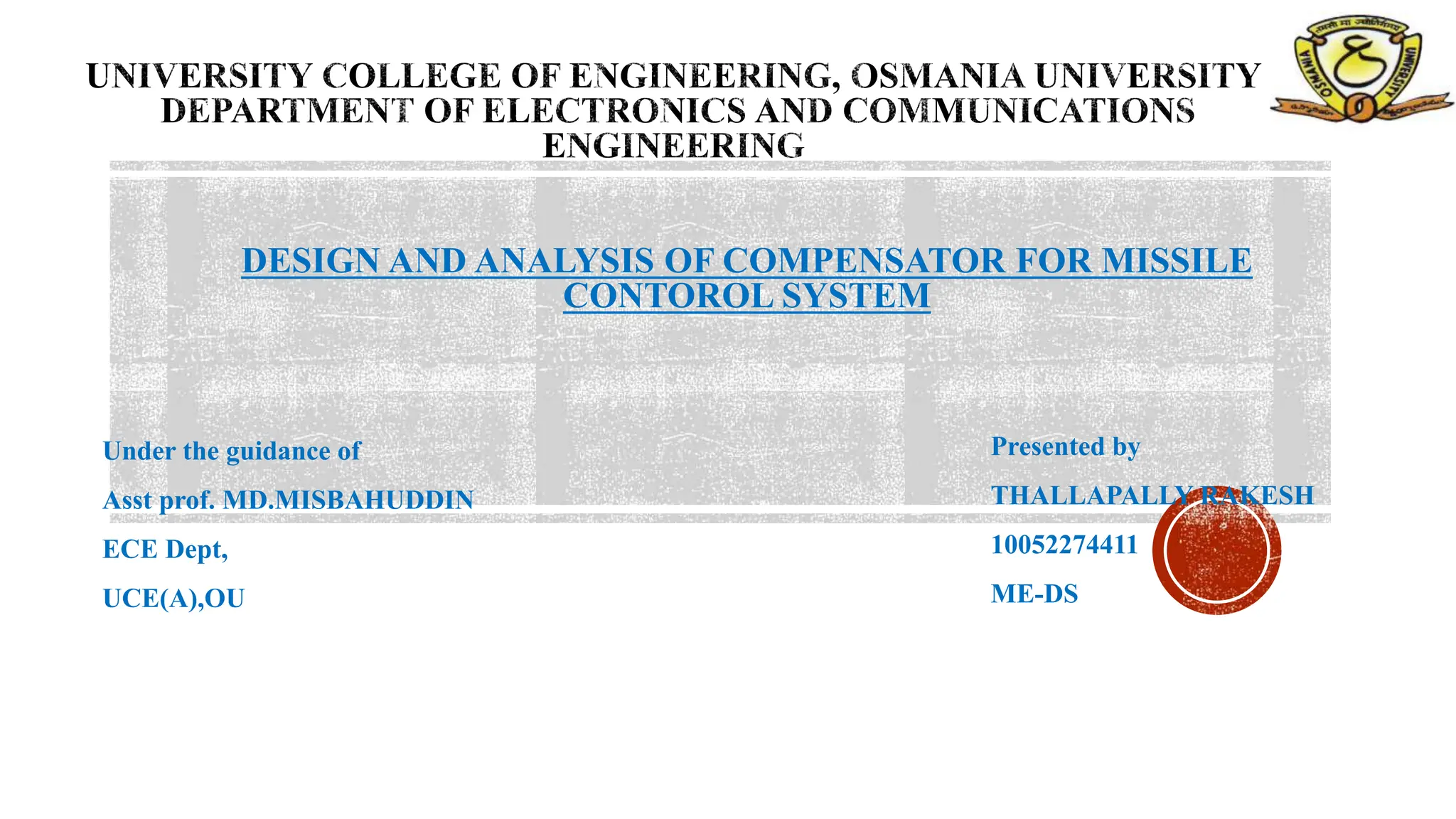 Design and analysis of compensator for missile | PPTX