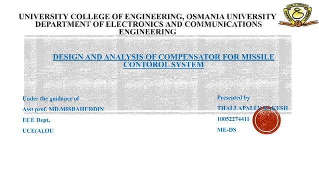 Design and analysis of compensator for missile | PPTX