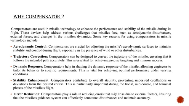 Design and analysis of compensator for missile | PPTX