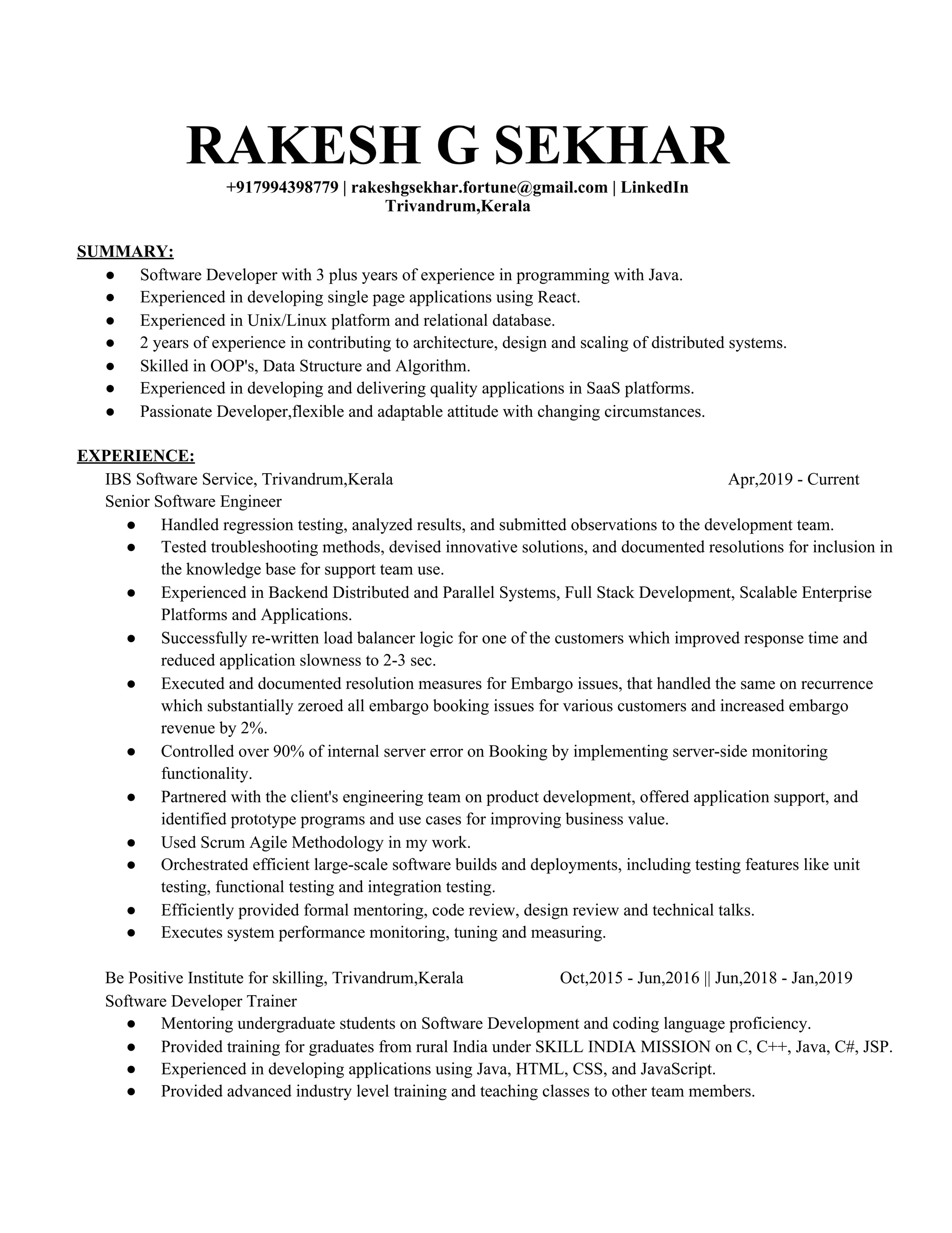 Rakesh resume | PDF
