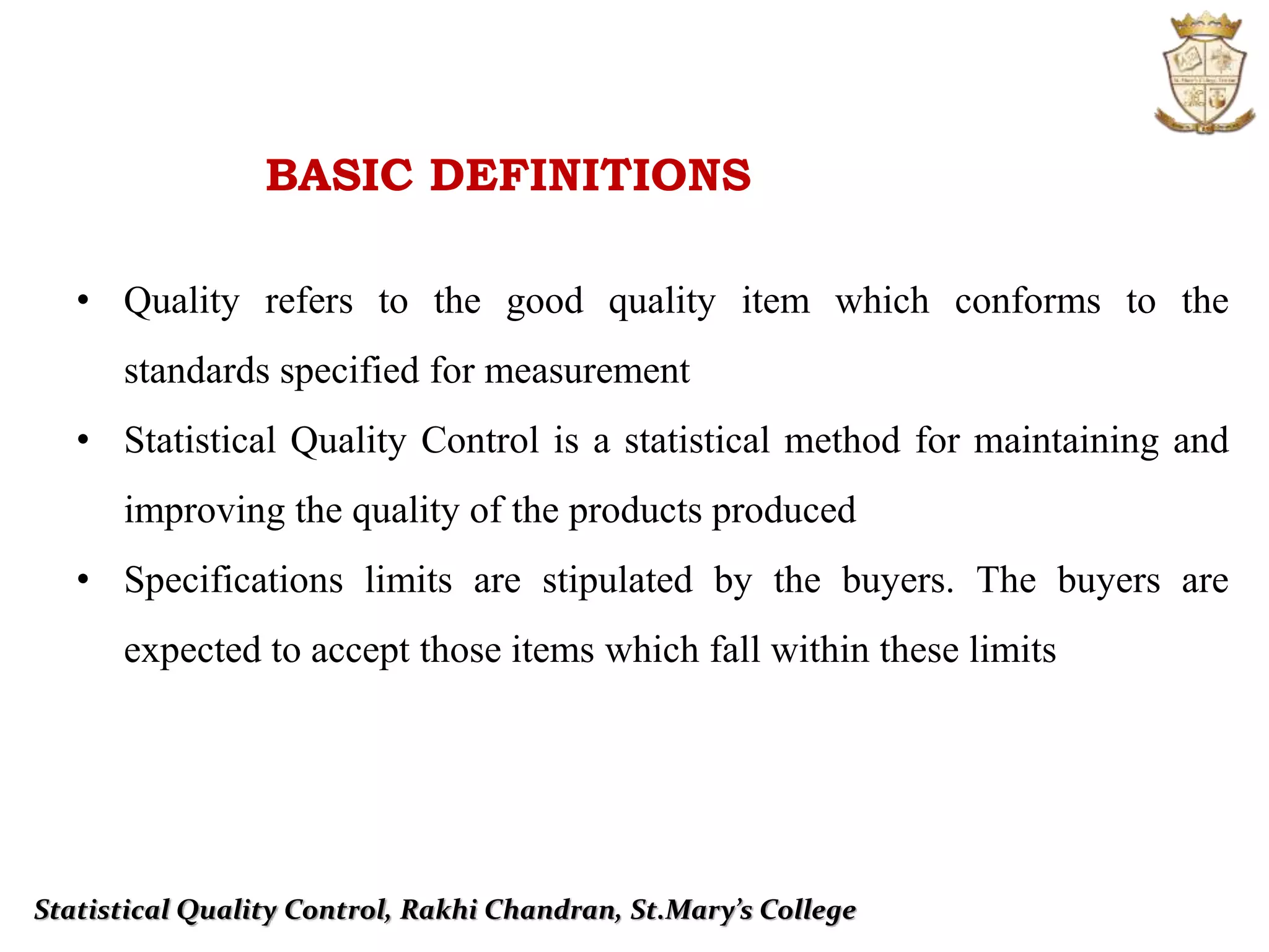 Statistics:QUALITY CONTROL | PPT | Free Download