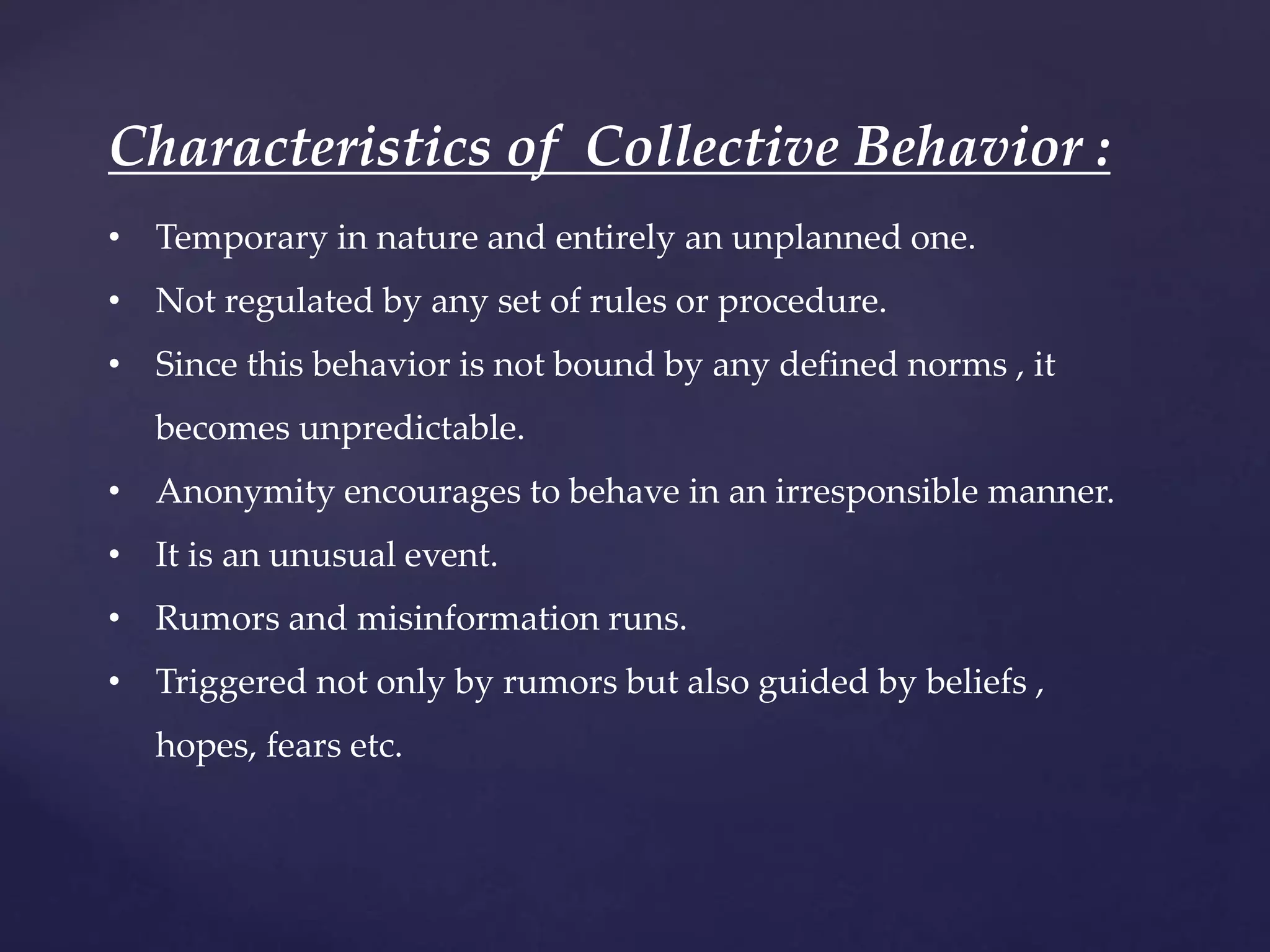 Collective behavior and its theories | PPTX