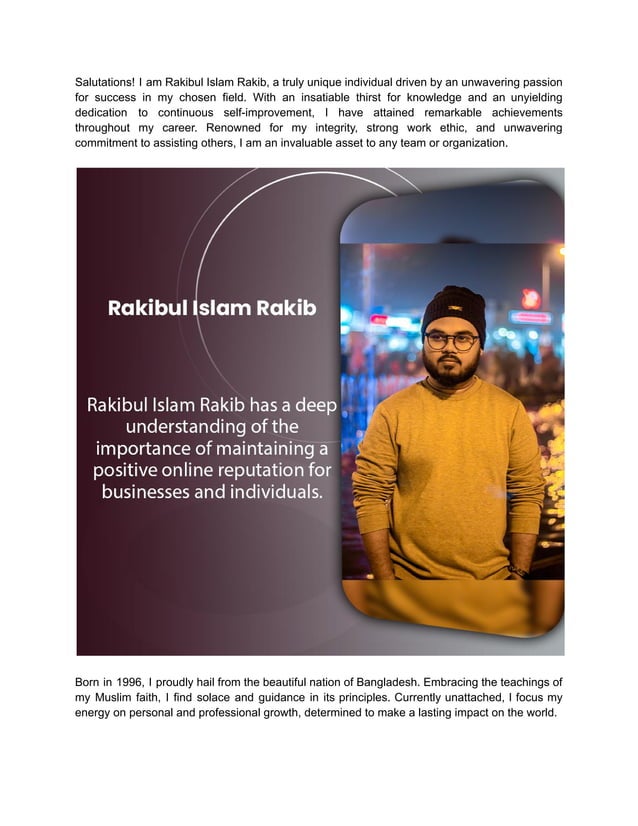 Rakibul Islam Rakib Bio.pdf | Photography | Arts and Crafts