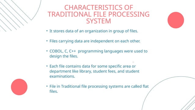 RAKSHA SAGAR presentation on processing of traditional file management ...