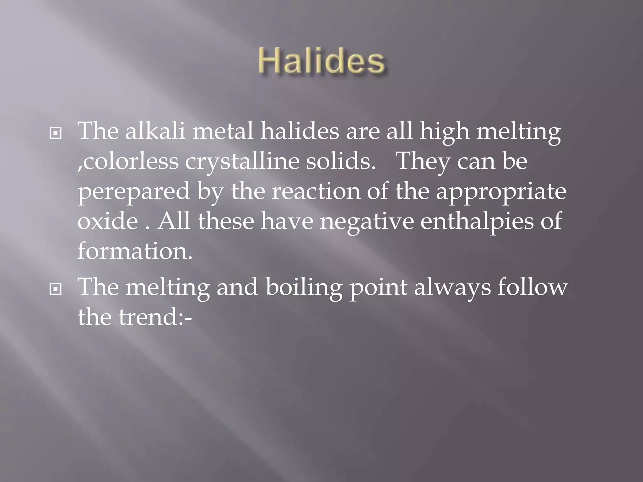 GENERAL CHARACTERISTICS OF THE COMPOUNDS OF ALKALI METALS | PPTX