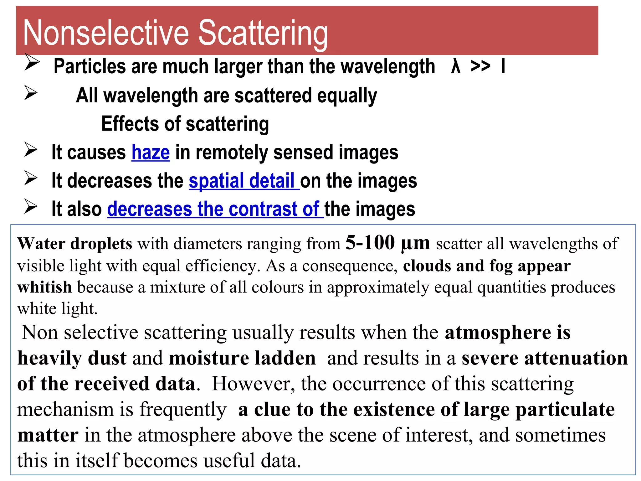 Raleigh and Mie scattering in remote sensing, | PPT