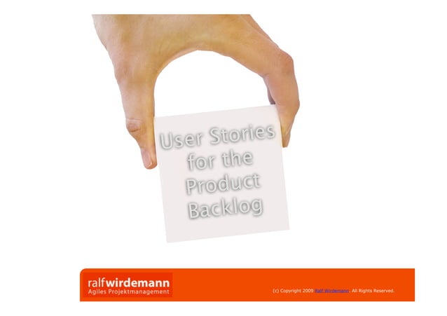 User Stories for your Product Backlog | PDF