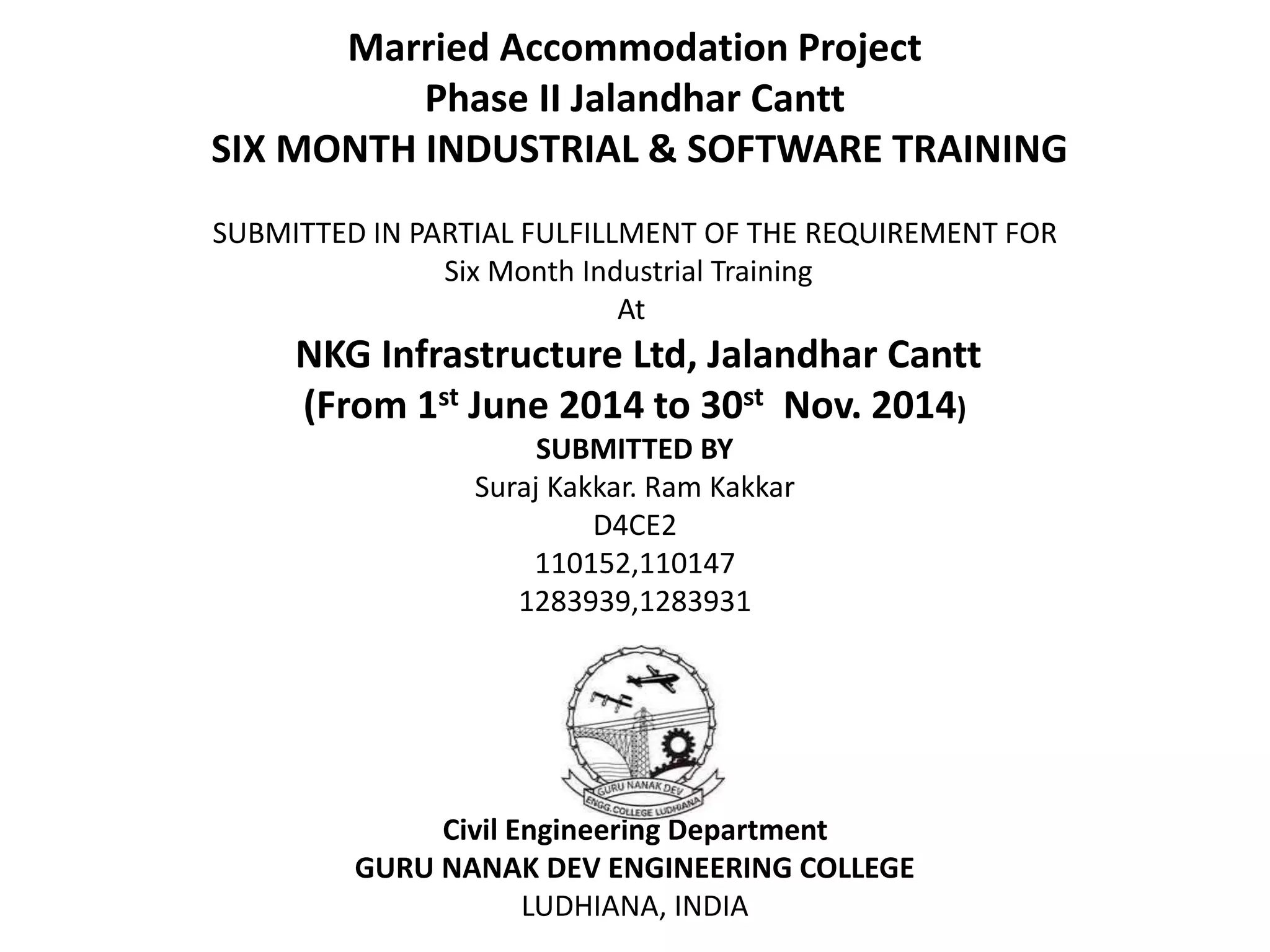 INDUSTRIAL TRAINING PRESENTATION FOR CIVIL ENGINEERING | PPTX